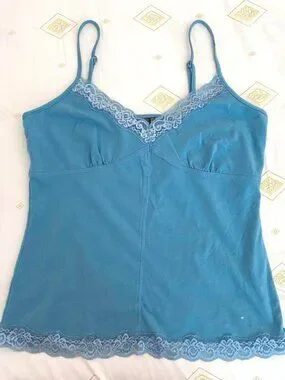 Mexx | Tops | Vintage Y2k Blue Lace Trim Cami | Poshmark